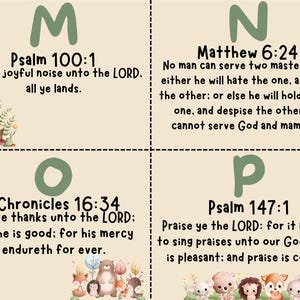 ABC Bible Verse Cards for Kids | Woodland Animal Theme | KJV Scripture ...