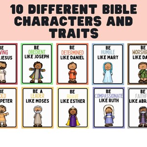 Bible Character Traits Bundle: Christian Posters, Flash Cards, Coloring ...