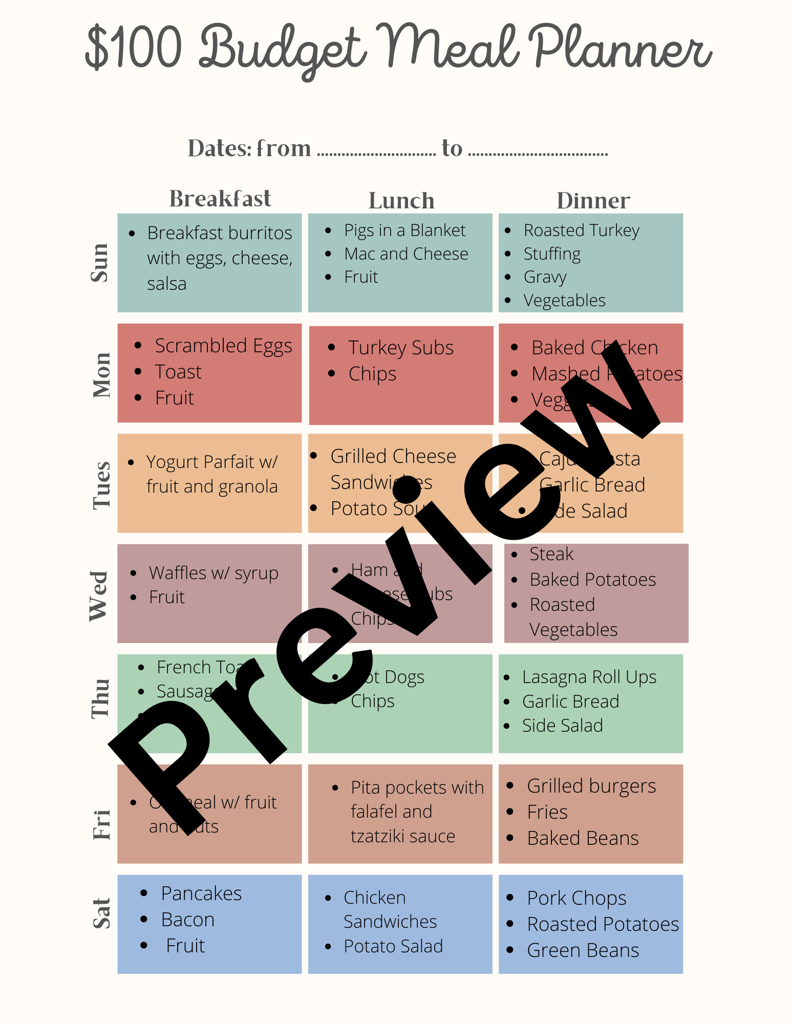 Affordable Family Meal Plan Budget Friendly Kid Friendly Meals (week 2 ...
