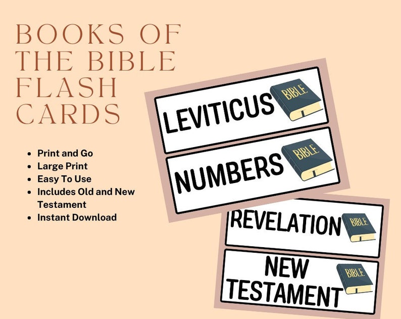 Printable Books of the Bible Flashcards Old and New Testament Ready to ...