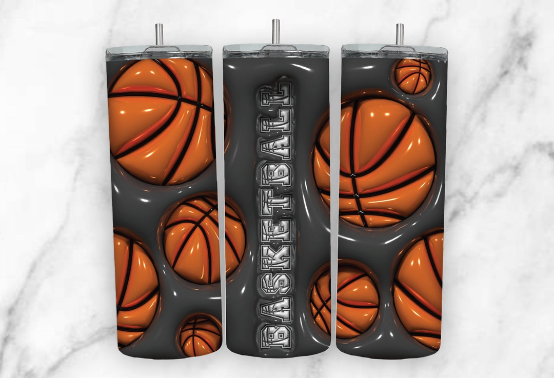 Seamless 3D Puffy Inflated Sports Basketball Tumbler Wrap for 20oz ...