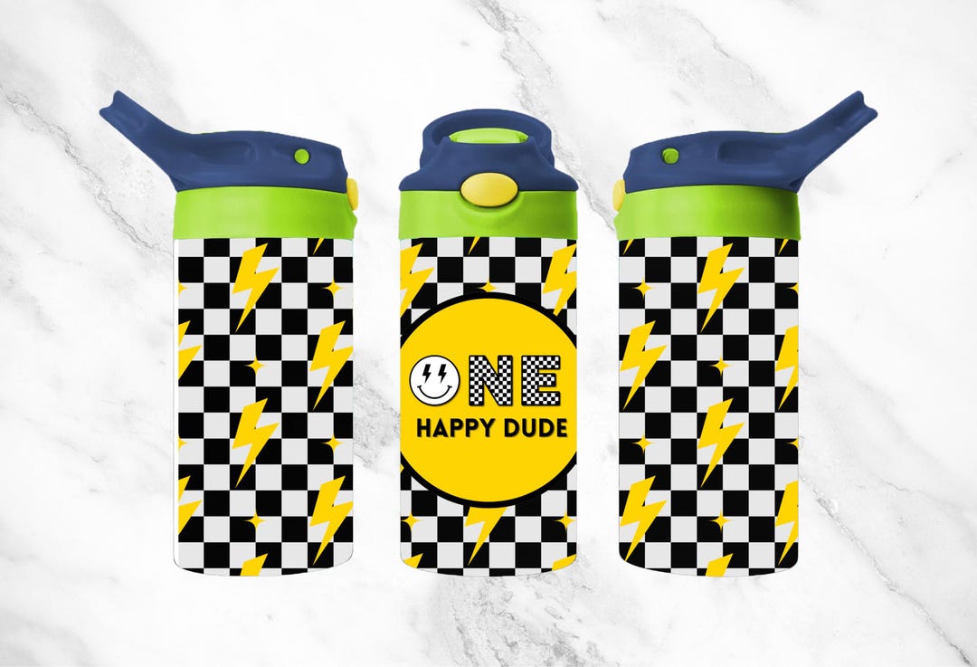 One Happy Dude 12oz Sippy Cup Tumbler Wrap: First Birthday (PNG Digital ...