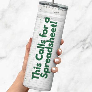 Spreadsheet Tumbler Wrap, Excel Tumbler Wrap for 20 Oz Skinny Tumbler ...
