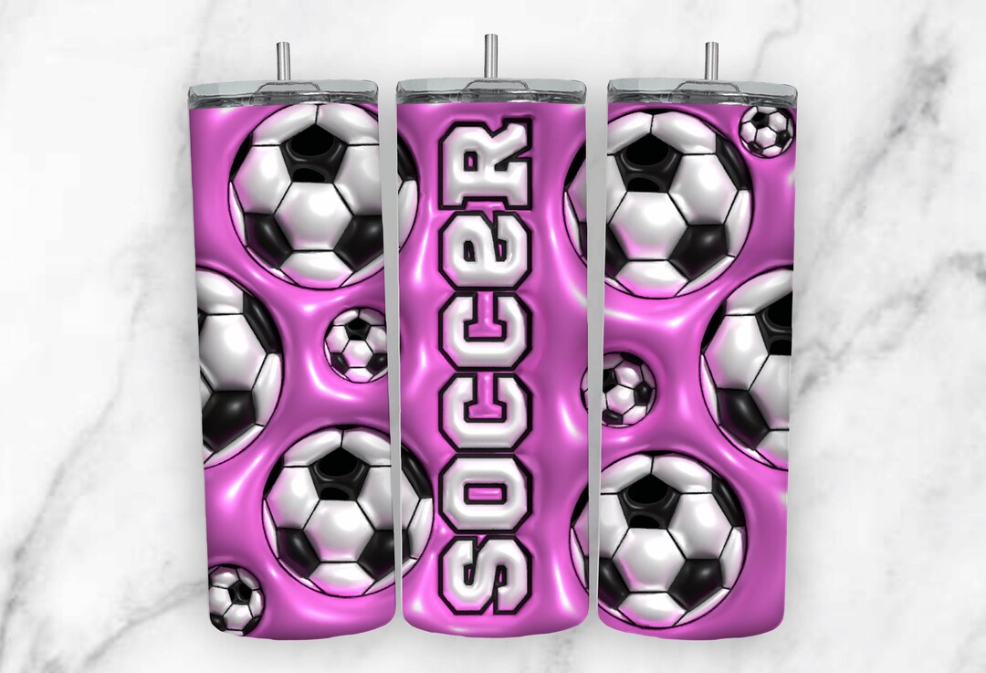Soccer Tumbler Wrap, 3D Inflated Soccer Tumbler Wrap for 20 Oz Skinny ...