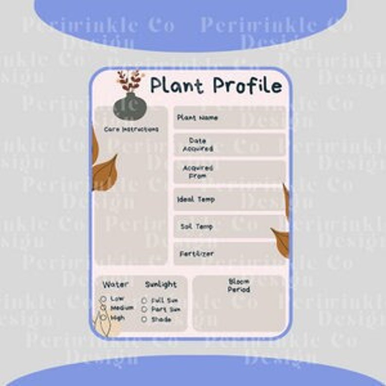 Printable Plant Profile Guide | Printable PDF – DOWNLOAD - Etsy