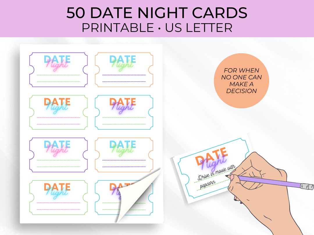 50 Date Night Cards | Personalized for Every Couple | Printable - Etsy