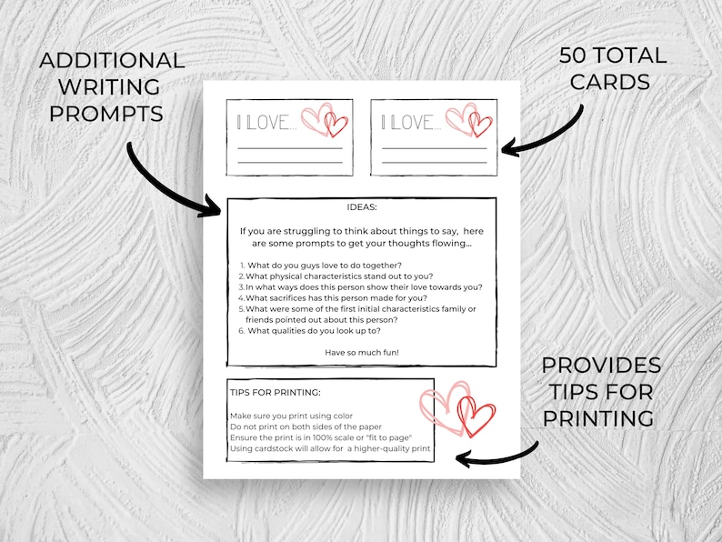 50 Things I Love About You Printable | Love Notes | Personalized ...