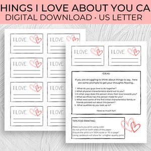 50 Things I Love About You Printable | Love Notes | Personalized ...