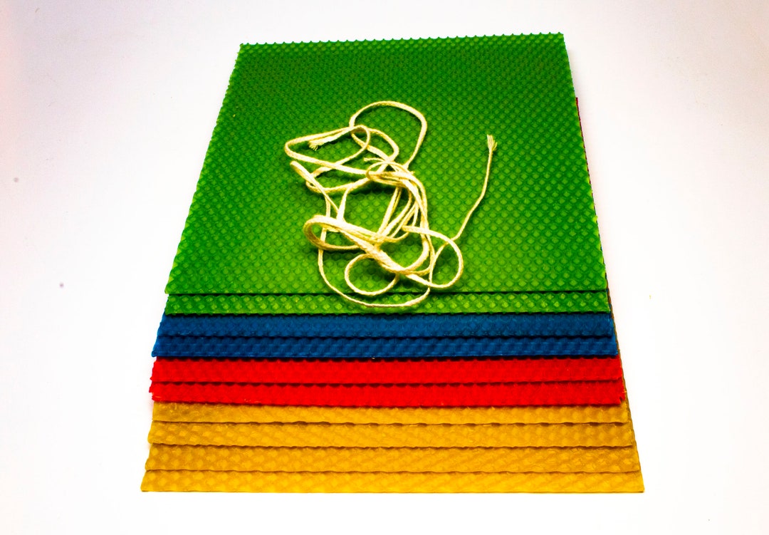 10 Colored Sheets of Beeswax. Green, Red, Blue and Yellow, 21x18 Cm ...