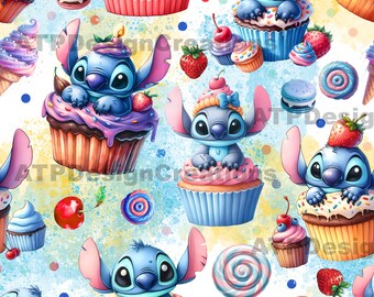 Smurfs Cupcake Seamless Pattern, Smurfs Summer Tumbler, Cartoon ...