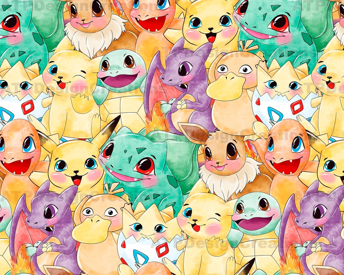 Pokemon Digital Paper, Pokemon Seamless Pattern, Pokeball Seamless ...