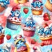Smurfs Cupcake Seamless Pattern, Smurfs Summer Tumbler, Cartoon ...