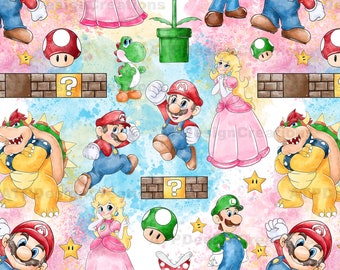 Super Bros Seamless Pattern, Mario Video Game Pattern, Bros Cartoon ...