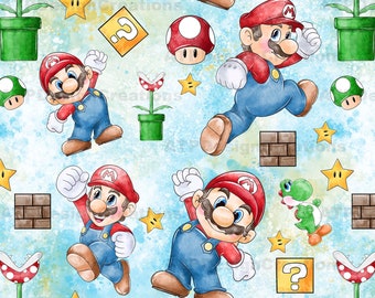 Super Bros Seamless Pattern, Mario Video Game Pattern, Bros Cartoon ...