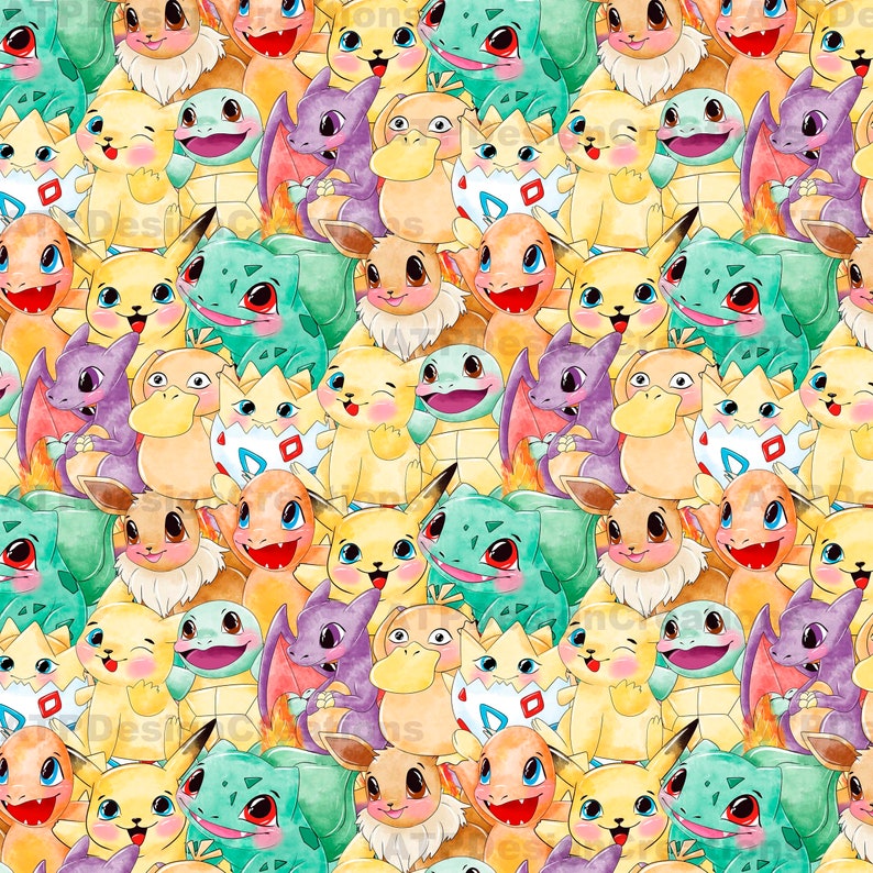 Pokemon Digital Paper, Pokemon Seamless Pattern, Pokeball Seamless ...