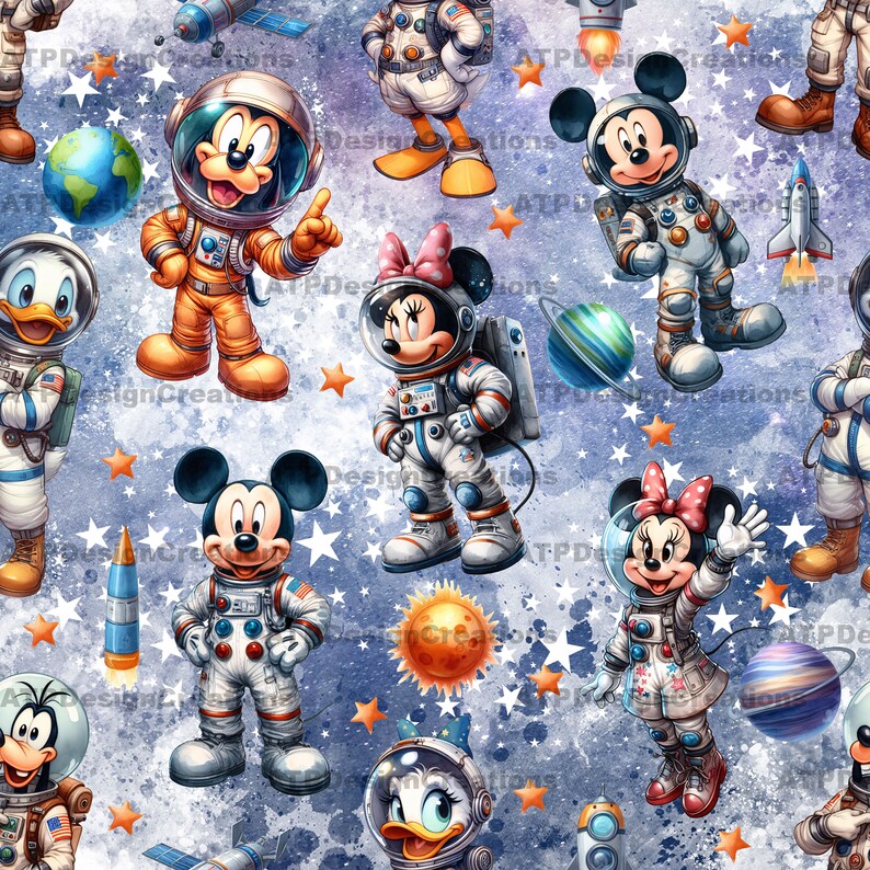 Mickey Space Seamless,mickey Seamless File, Cartoon Seamless Pattern ...