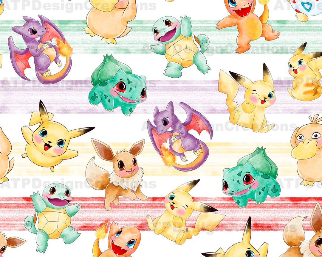Pokemon Seamless Pattern, Pokeball Seamless Pattern, Cartoon Seamless ...