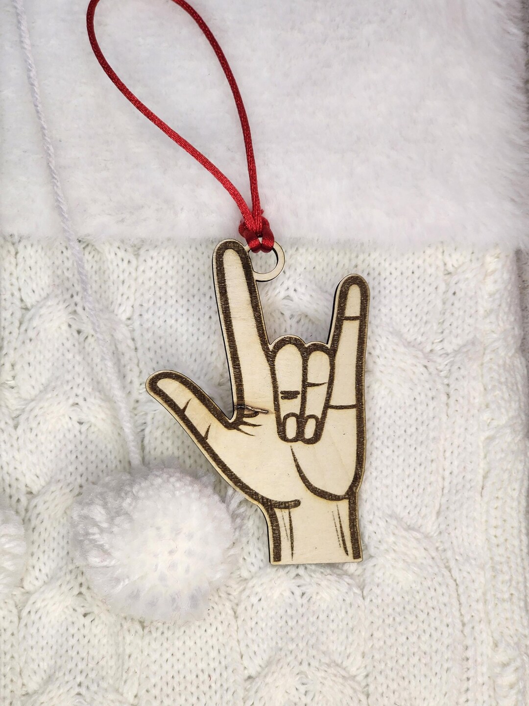 Handcrafted Wooden ILY Sign Language Ornament Perfect Gift for Loved ...