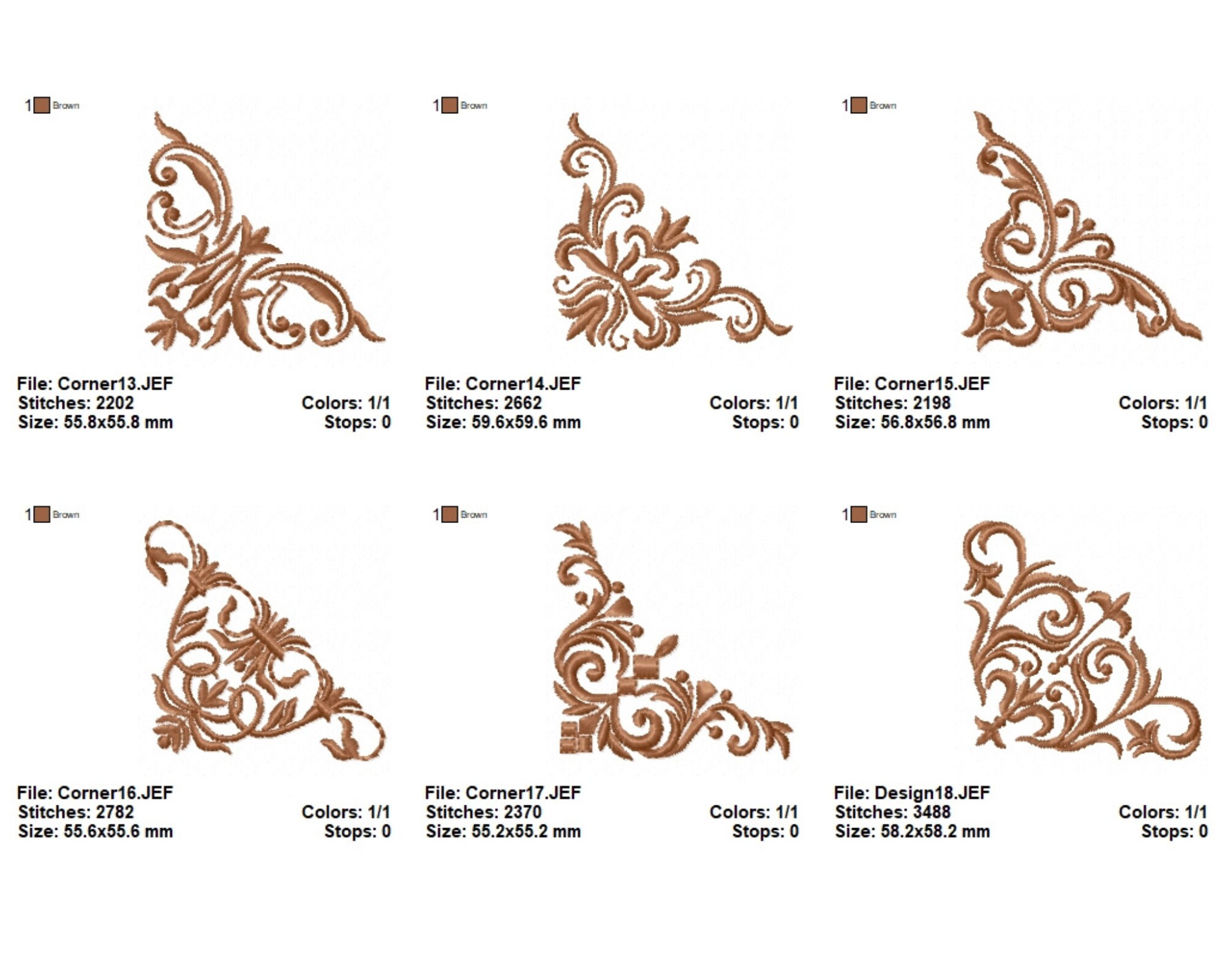 Royal Corner Machine Embroidery Designs Set3 6 Designs 1 Size Instant ...