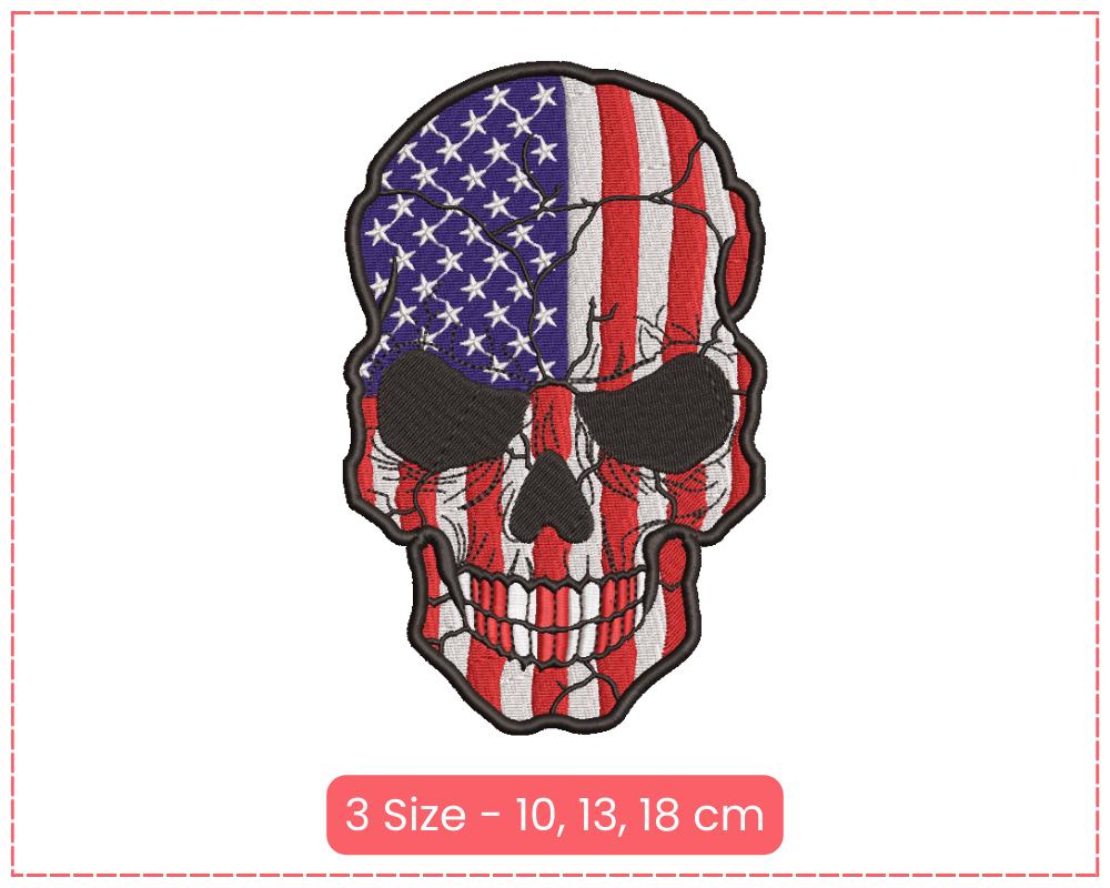Skull Patch With American Flag Embroidery Design - American Flag ...