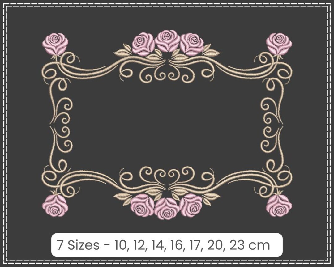 Elegant Floral Frame Embroidery Design - Rose Border Machine Embroidery ...