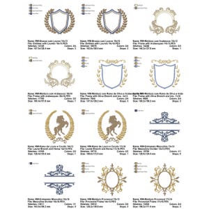 Baroque Heraldic Monogram Frame Machine Embroidery Design Bundle ...