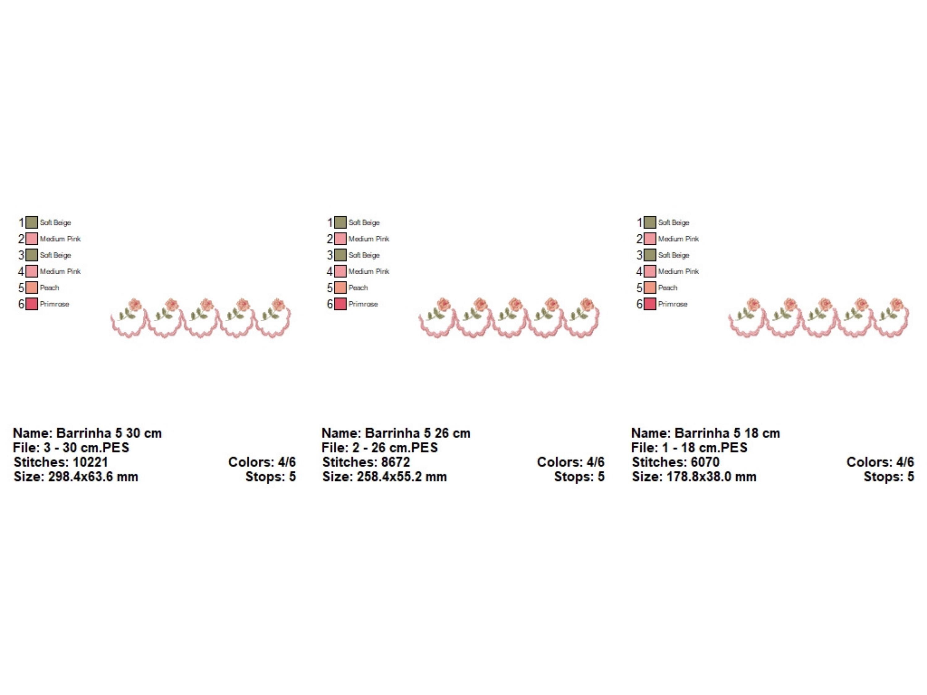 Repeating Rose Border Embroidery Design, Scalloped Edge Lace, Machine ...