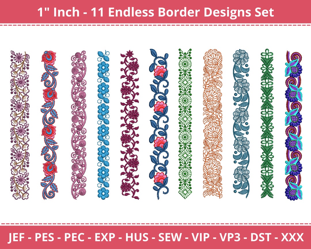 Endless Border Machine Embroidery Designs, Floral Border Embroidery ...