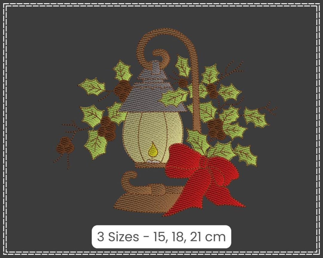 Vintage Lantern Machine Embroidery Design, Rustic Lantern Pattern, Home ...