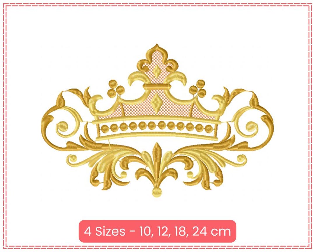 Gold Crown Embroidery Design, Royal Themed Crown for Clothing and Home ...