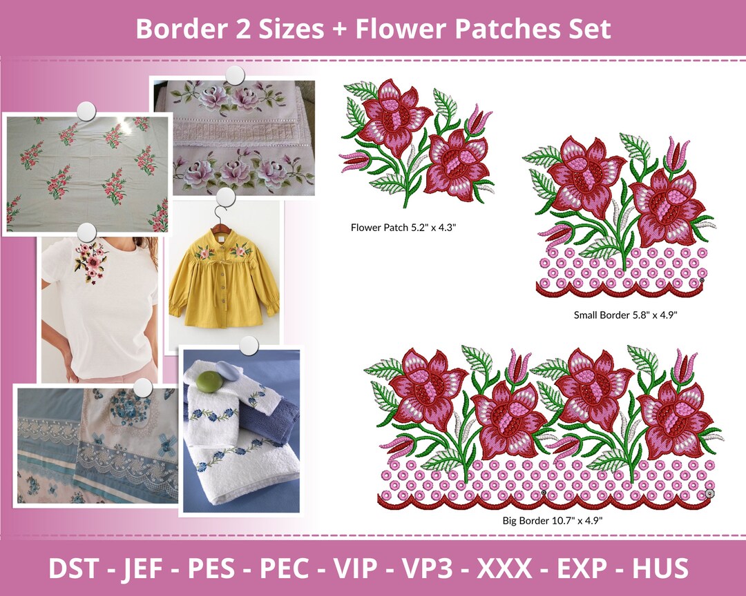 Cutwork Flower Border Machine Embroidery Designs Floral Patch - Etsy