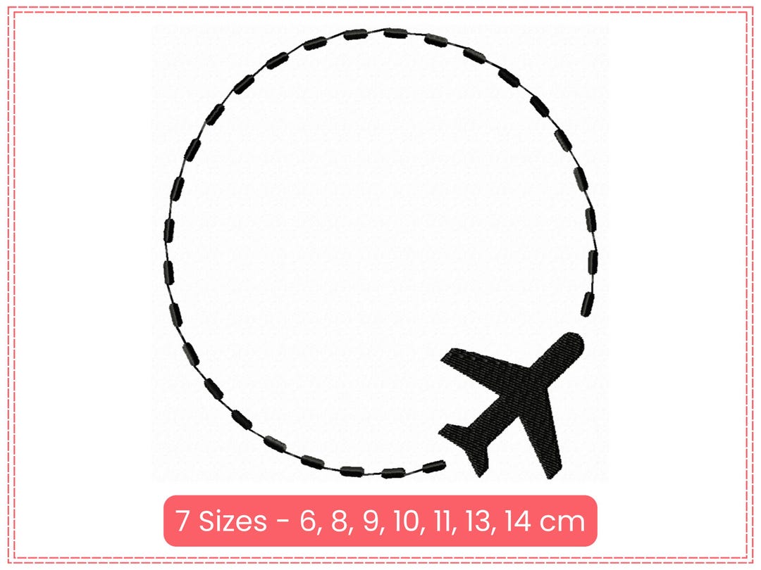 Airplane Circle Frame Embroidery Design – Travel Themed Machine ...