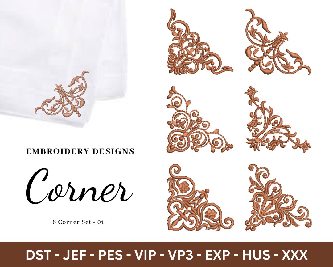 Royal Corner Machine Embroidery Designs - 6 Designs - 1 Size - Instant ...