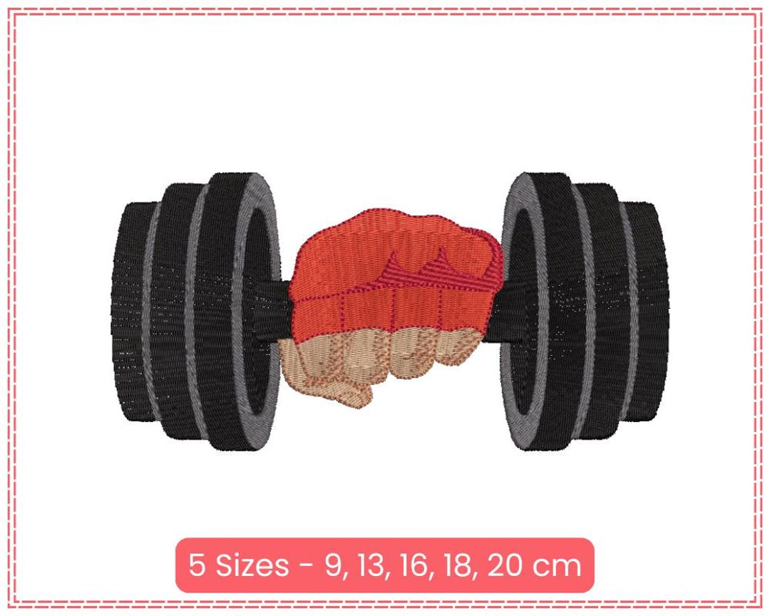 Gym Dumbbell Embroidery Design – Fitness & Workout Machine Embroidery ...