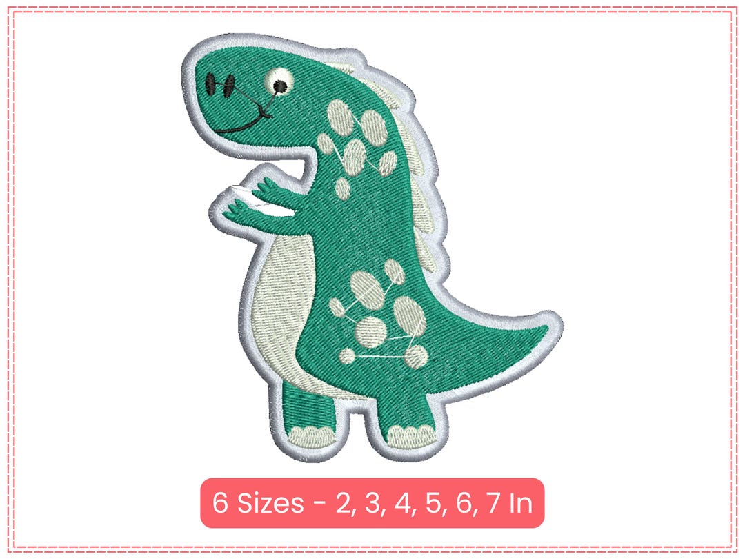 Friendly T-rex Dinosaur Embroidery Design - Cute Tyrannosaurus Rex ...