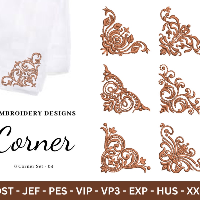 Corner Embroidery Designs - Etsy