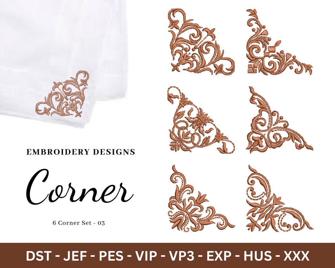 Royal Corner Machine Embroidery Designs Set4 - 6 Designs - 1 Size ...
