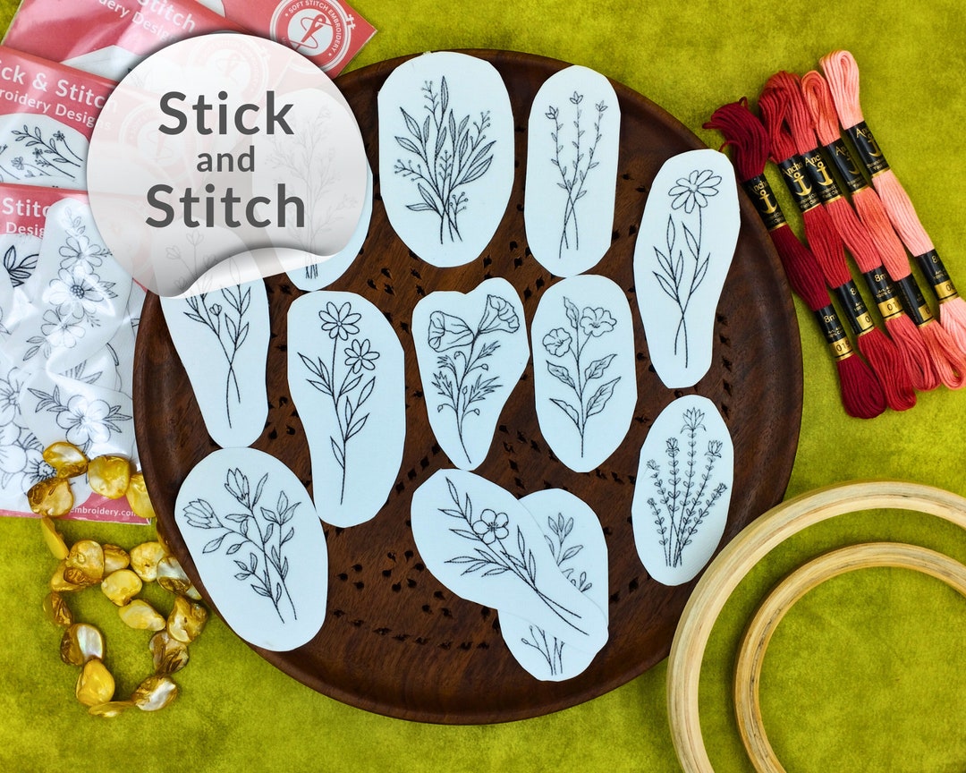 Blooming Flowers Hand Embroidery Pattern, Stick and Stitch Pattern ...