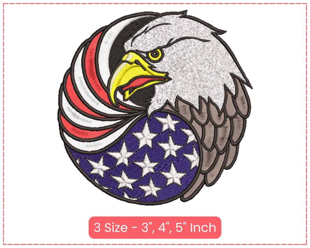 Patriotic Bald Eagle Patch Machine Embroidery Design American Flag ...