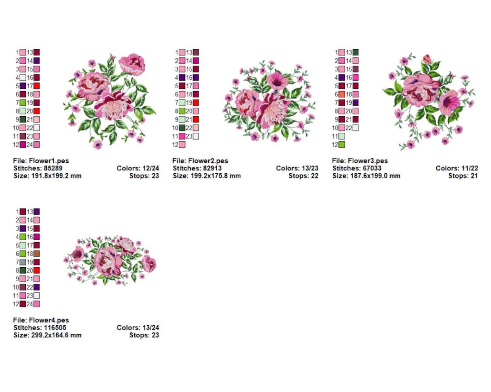 Floral Peony Embroidery Design | Pink Peony & Greenery | Machine ...