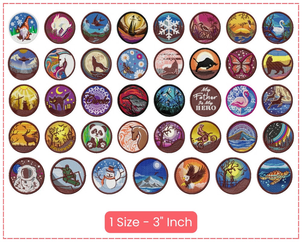 Embroidery Round Patch Collection, Patch Embroidery Designs for Uniform ...