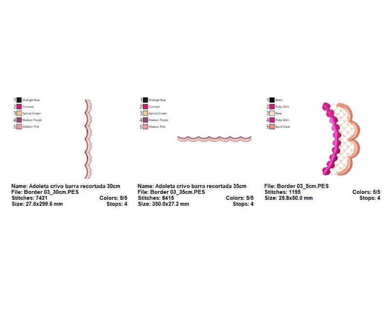 Scalloped Border Embroidery Design Set - 7 Sizes (5-35 Cm) - Instant ...