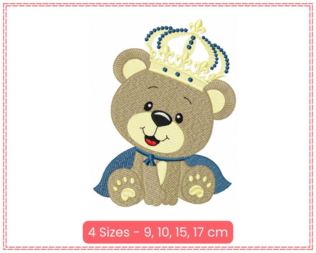 Royal Bear Embroidery Design | Cute Teddy With Crown - Machine ...