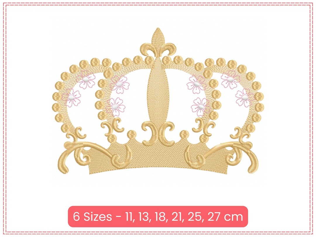 Elegant Royal Crown Embroidery Design | Princess Tiara | Machine ...