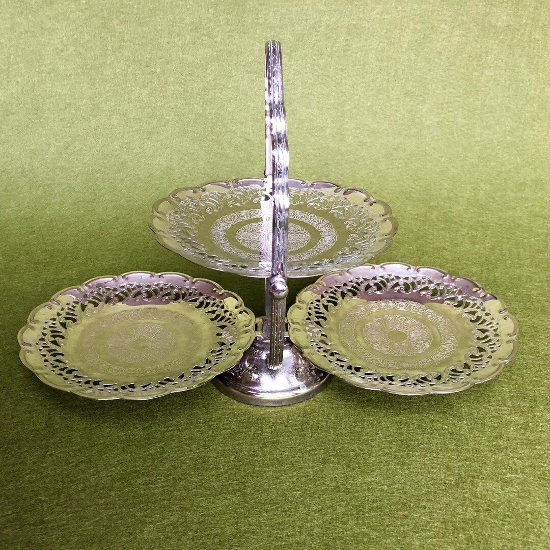Vintage Silver Plated Folding 3 Tier Stand From Mayell, England - Etsy