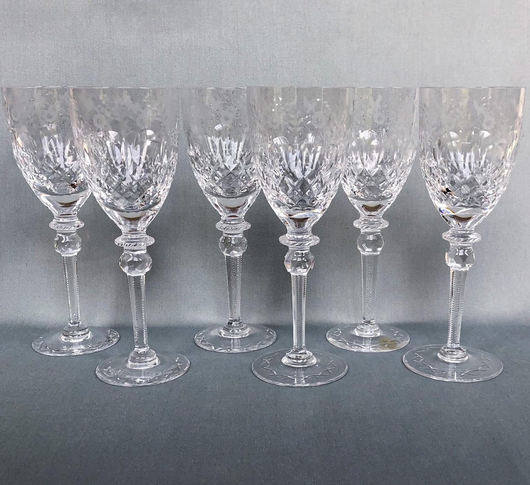 Rogaska Crystal Glasses. Etched Gallia Wine Glasses. Set of 6 Vintage ...