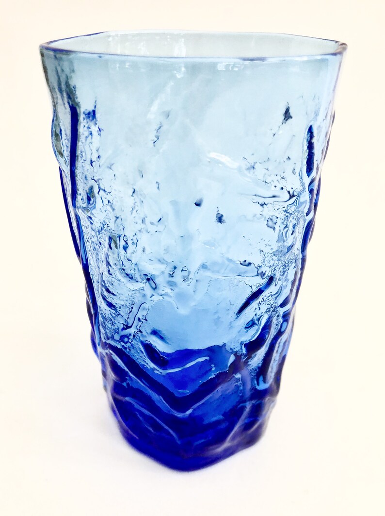 Driftwood Blue Crinkle Glass Small Juice Glasses by Seneca. - Etsy