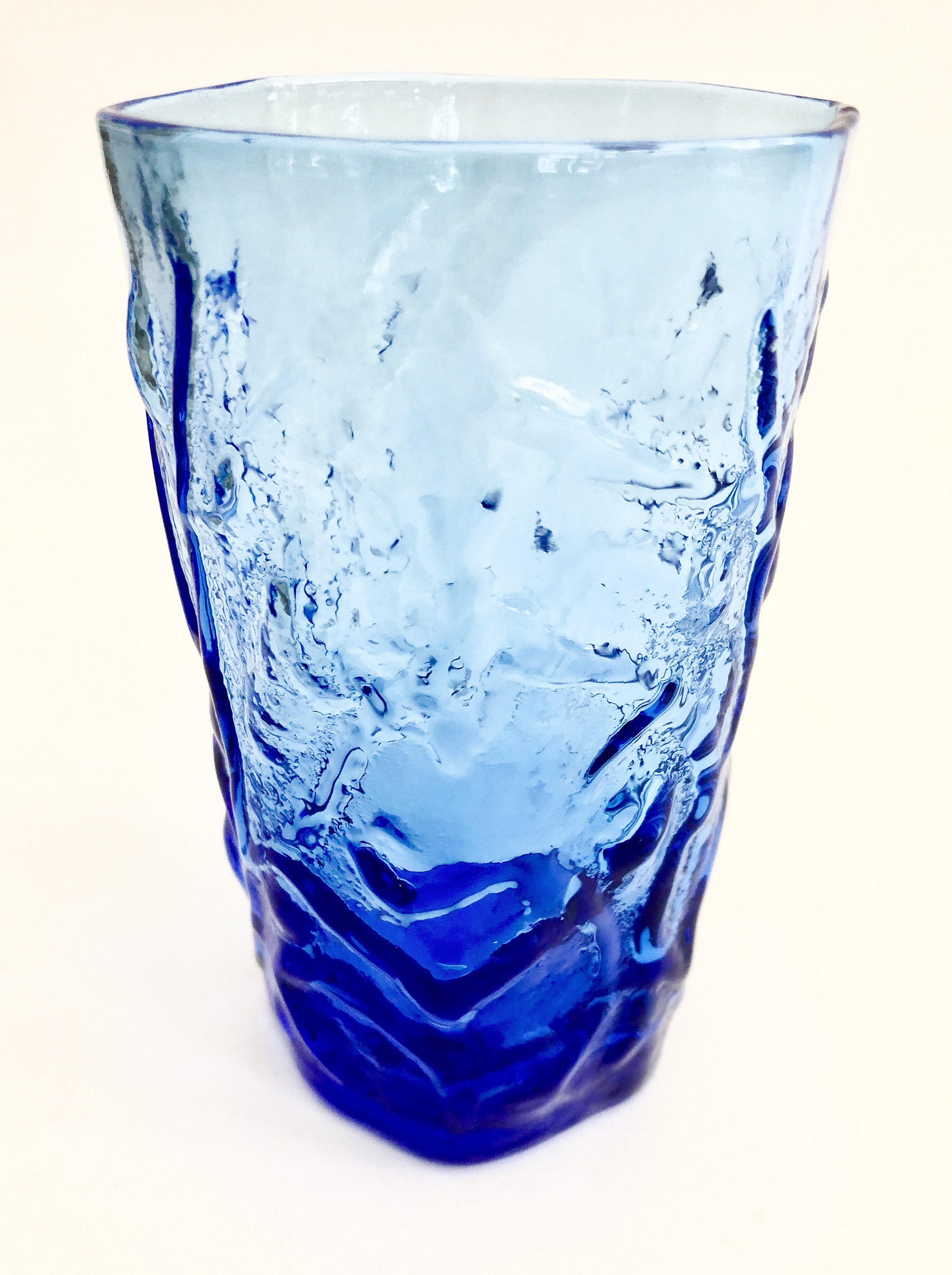 Driftwood Blue Crinkle Glass Small Juice Glasses by Seneca. - Etsy