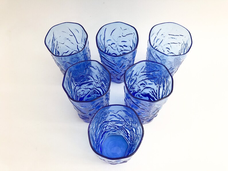 Driftwood Blue Crinkle Glass Small Juice Glasses by Seneca. - Etsy