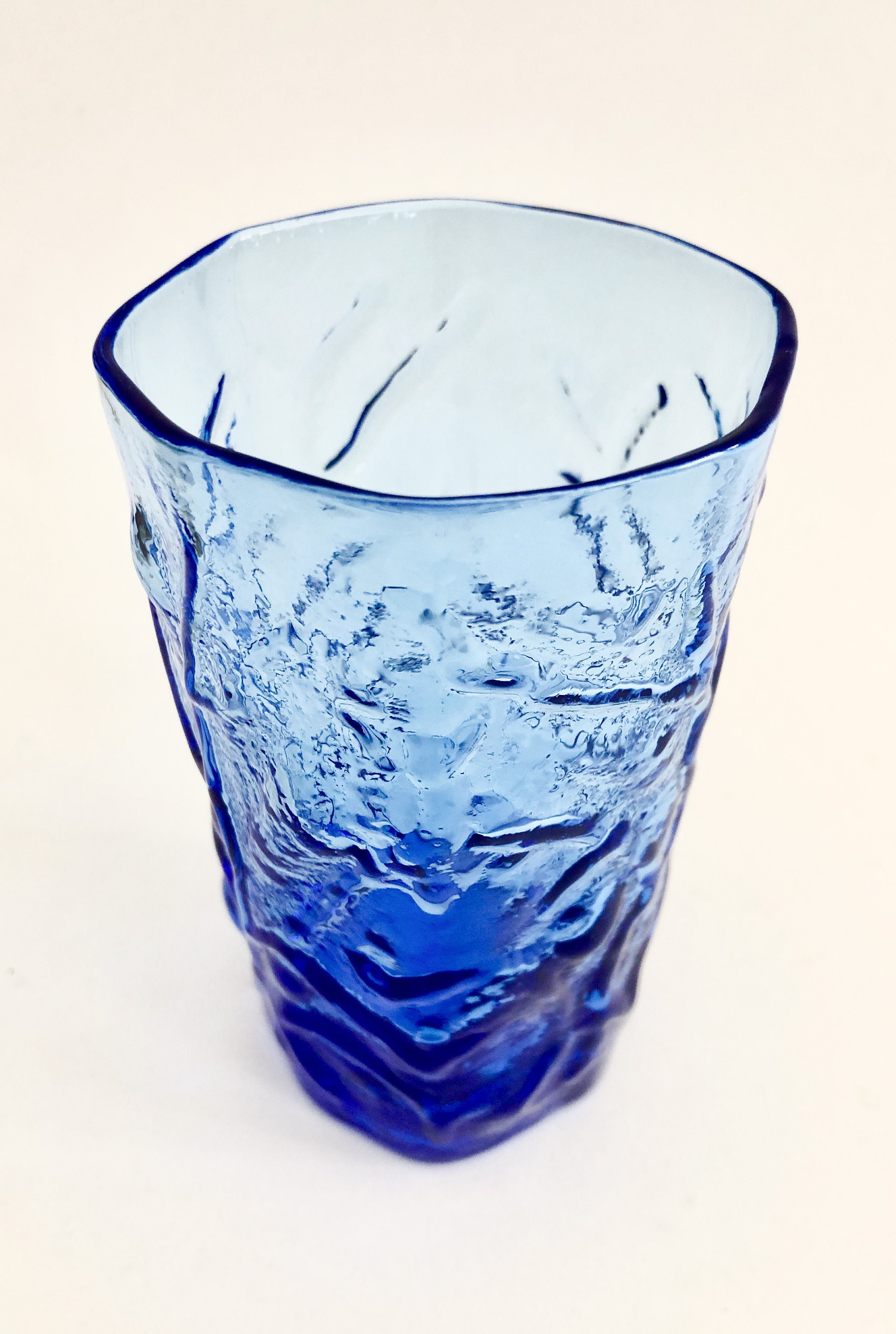 Driftwood Blue Crinkle Glass Small Juice Glasses by Seneca. - Etsy